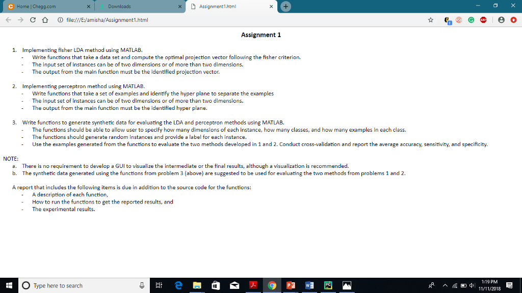 Home | Chegg.com Downloads xAssignment1 html ← → ⓘ | Chegg.com