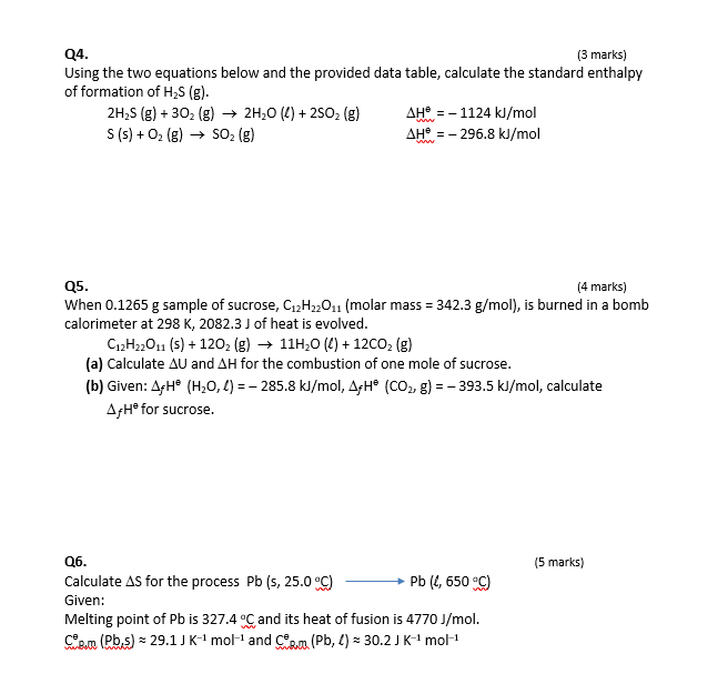 Solved Q4. (3 marks) Using the two equations below and the | Chegg.com