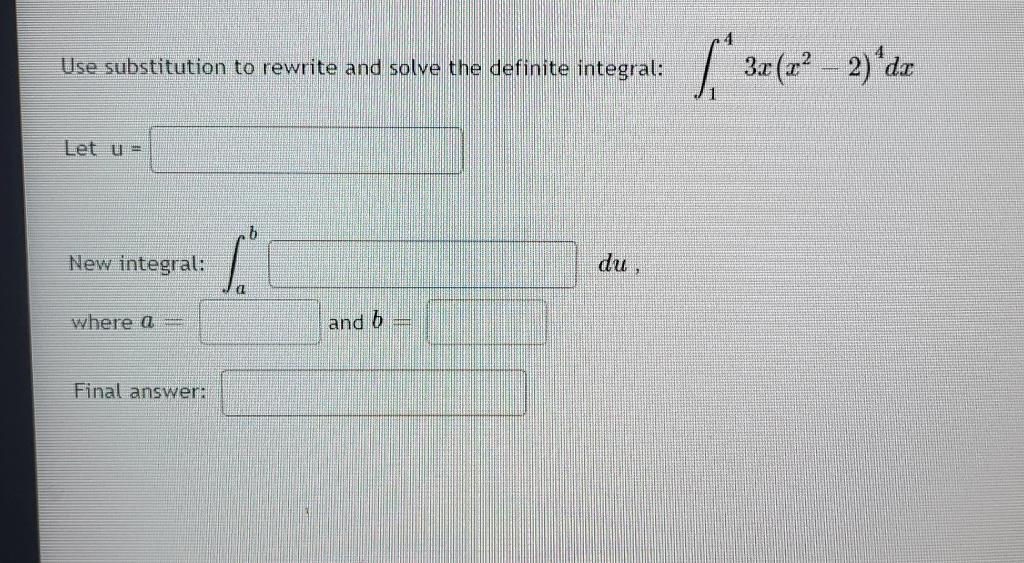 Solved 1 Use substitution to rewrite and solve the definite | Chegg.com