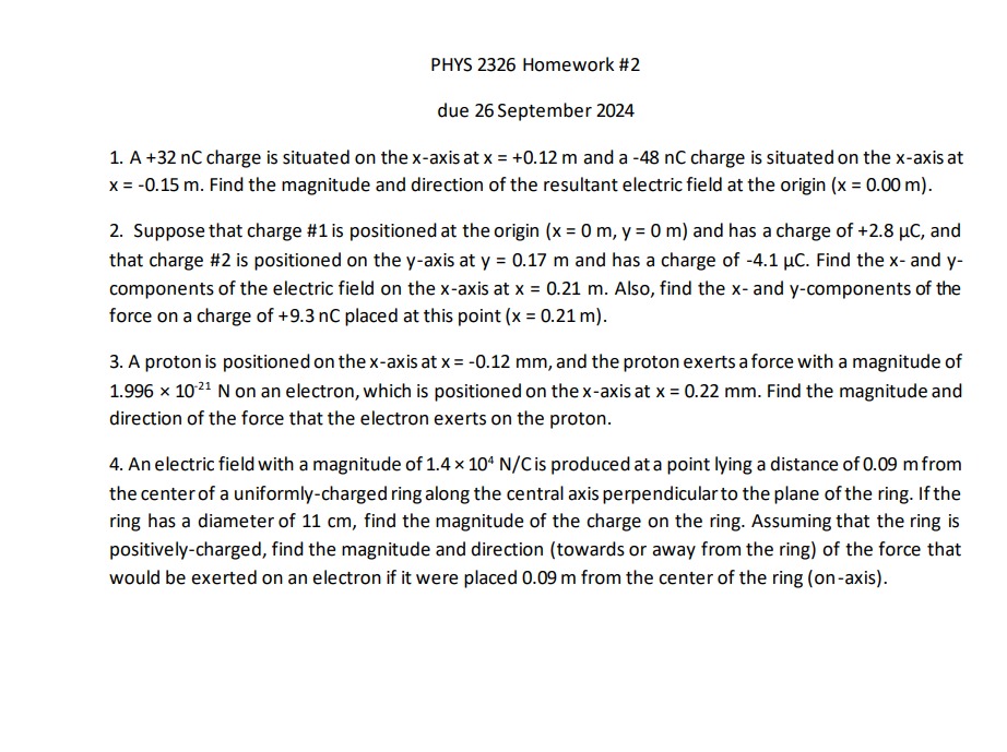 Solved PHYS 2326 ﻿Homework #2due 26 ﻿September 20241)A+32nC | Chegg.com