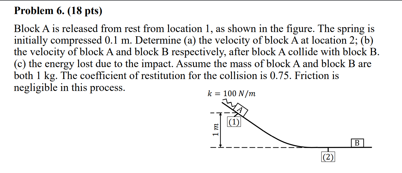 Solved Problem 6. (18 pts) Block A is released from rest | Chegg.com