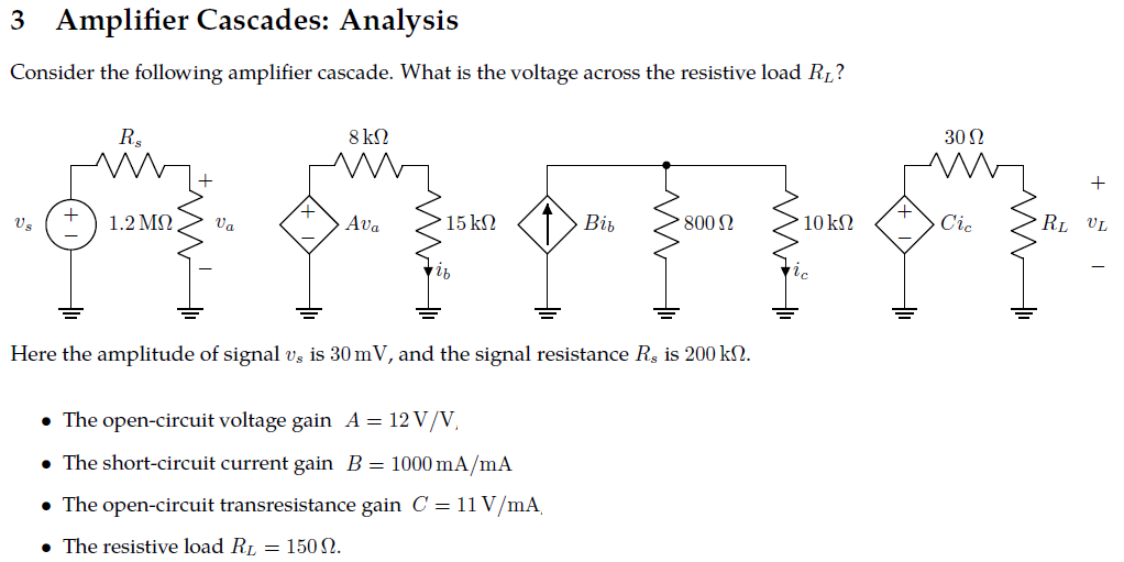 Solved 3 Amplifier Cascades: Analysis Consider the following | Chegg.com