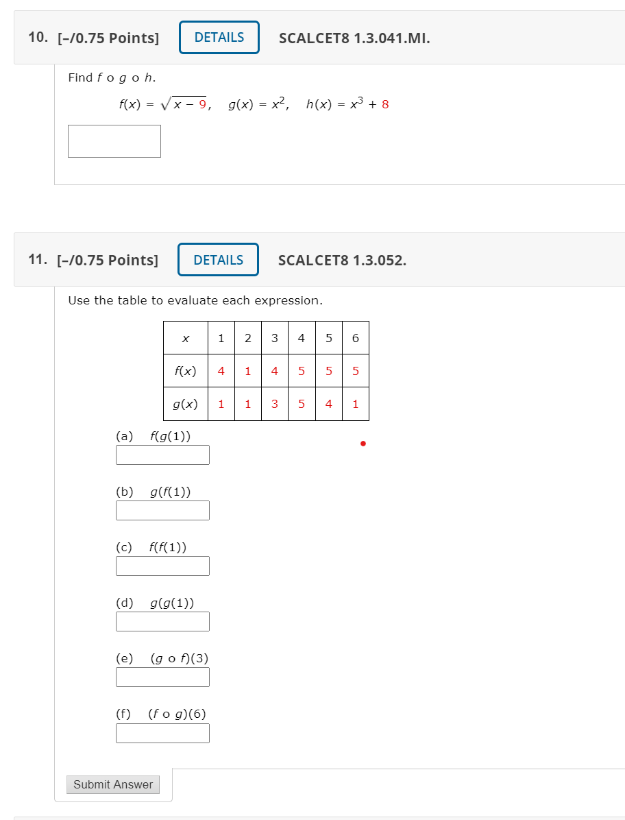 Solved 10. [-70.75 Points] DETAILS SCALCET8 1.3.041.MI. Find | Chegg.com