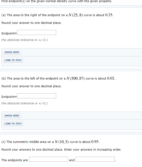 Solved Find endpoint(s) on the given normal density curve | Chegg.com