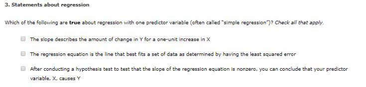 Solved 3. Statements about regression Which of the following | Chegg.com