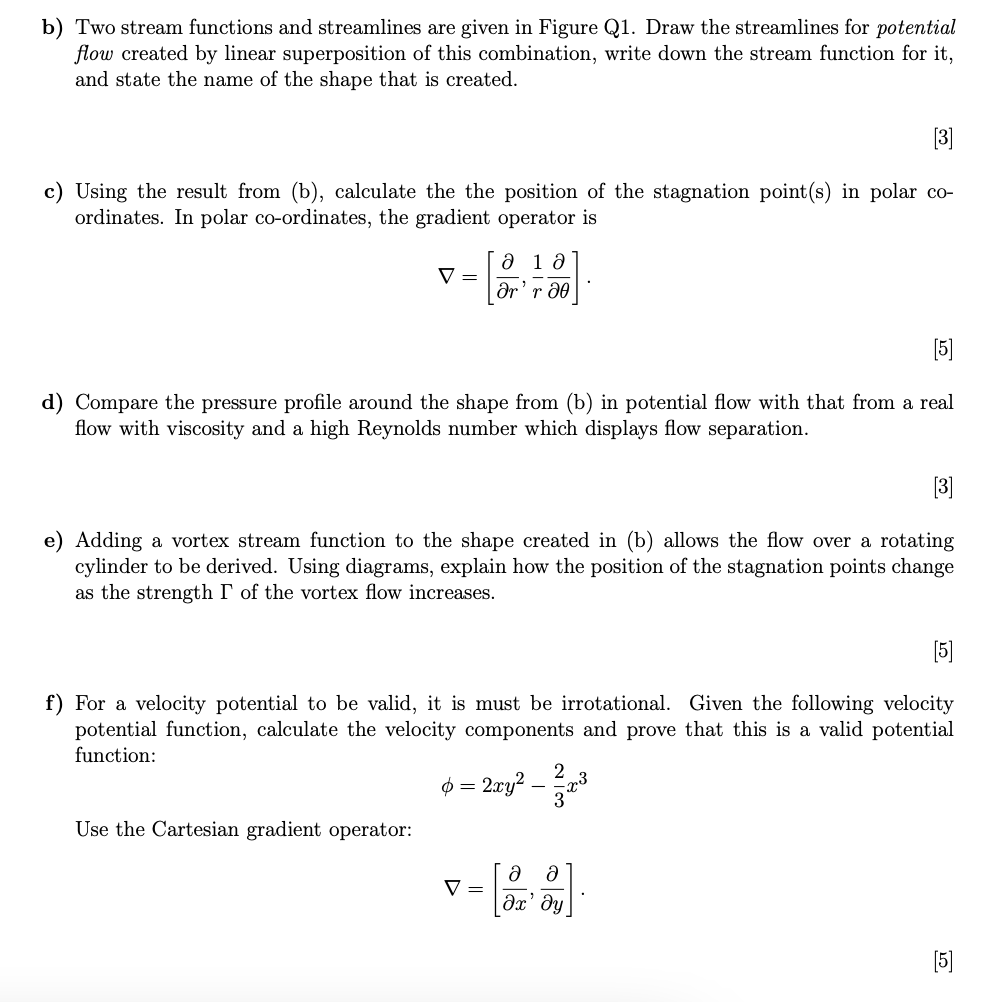 b) Two stream functions and streamlines are given in | Chegg.com