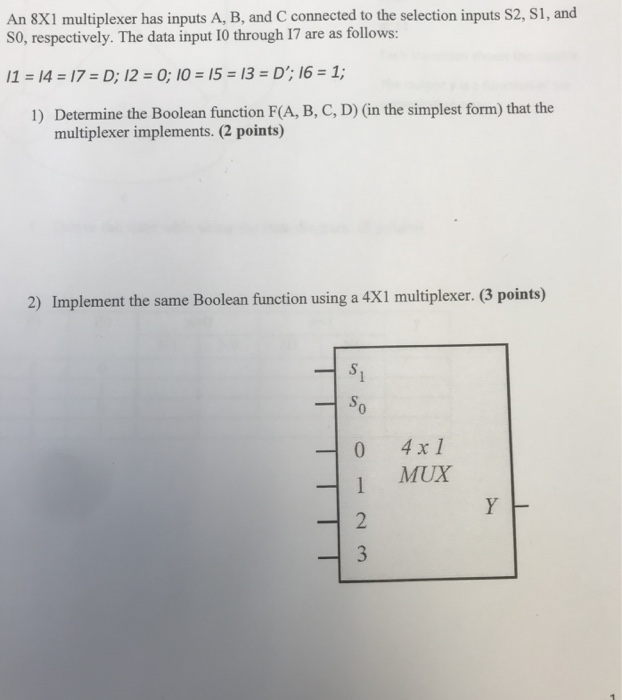 Solved An 8X1 multiplexer has inputs A, B, and C connected | Chegg.com