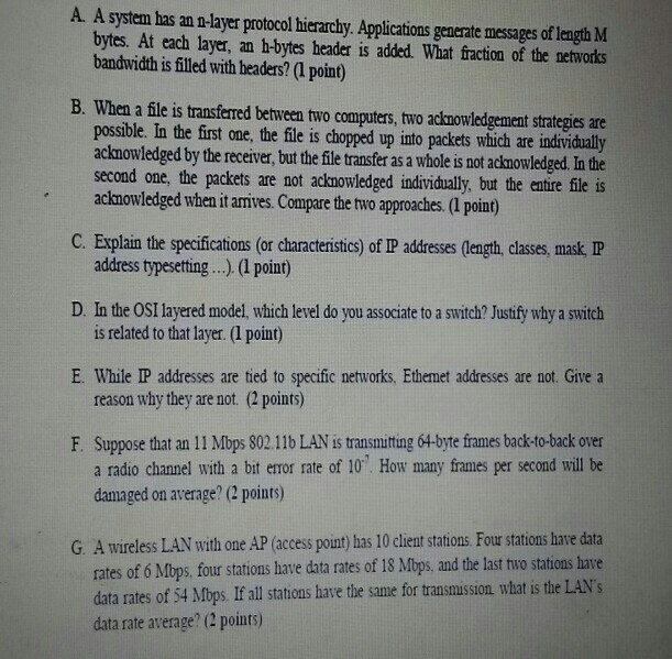 Solved A. A system has an n-layer protocol hierarchy. | Chegg.com