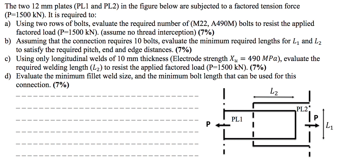 The two 12 mm plates (PL1 and PL2) in the figure | Chegg.com