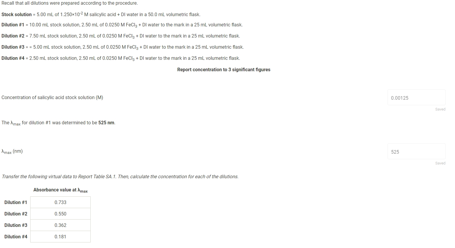 Solved Recall that all dilutions were prepared according to | Chegg.com