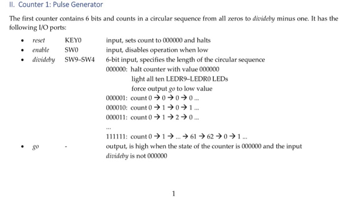 Il. Counter 1: Pulse Generator The first counter | Chegg.com
