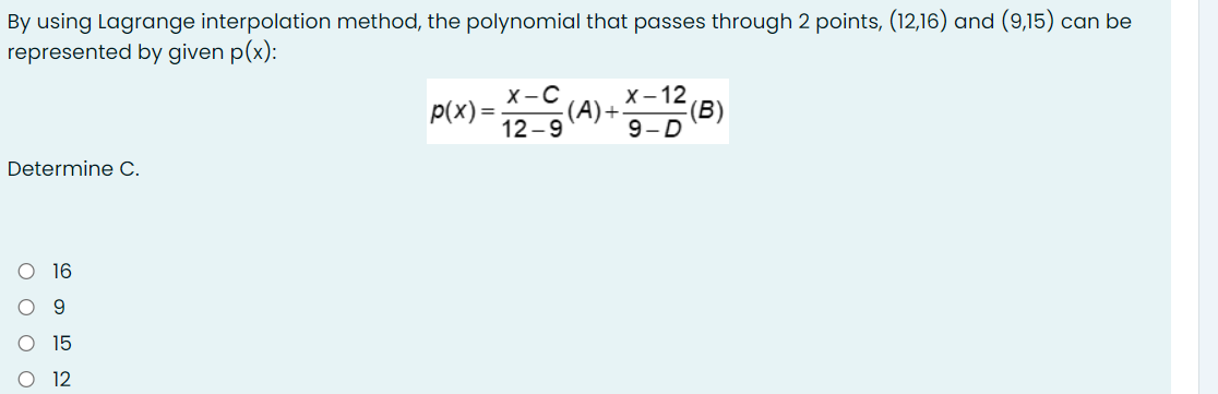 Solved By using Lagrange interpolation method, the | Chegg.com