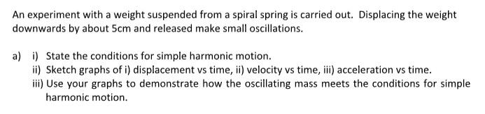 Solved An experiment with a weight suspended from a spiral | Chegg.com