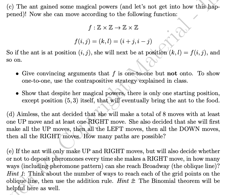Solved Problem An ant sits on an infinite grid at (0,0) as | Chegg.com