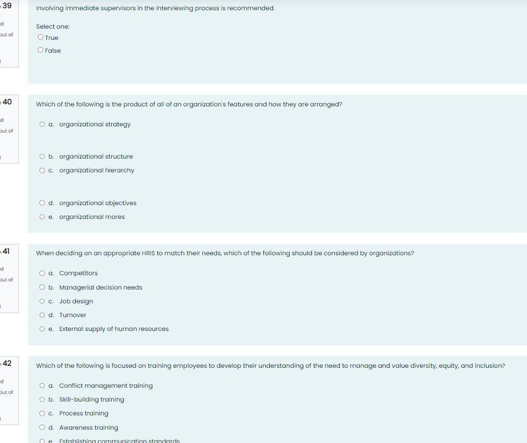 Solved Involving immediate supervisors in the interviewing | Chegg.com