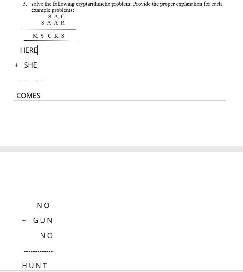 Solved 5 Solve The Following Cryptarithmetic Problem 4660