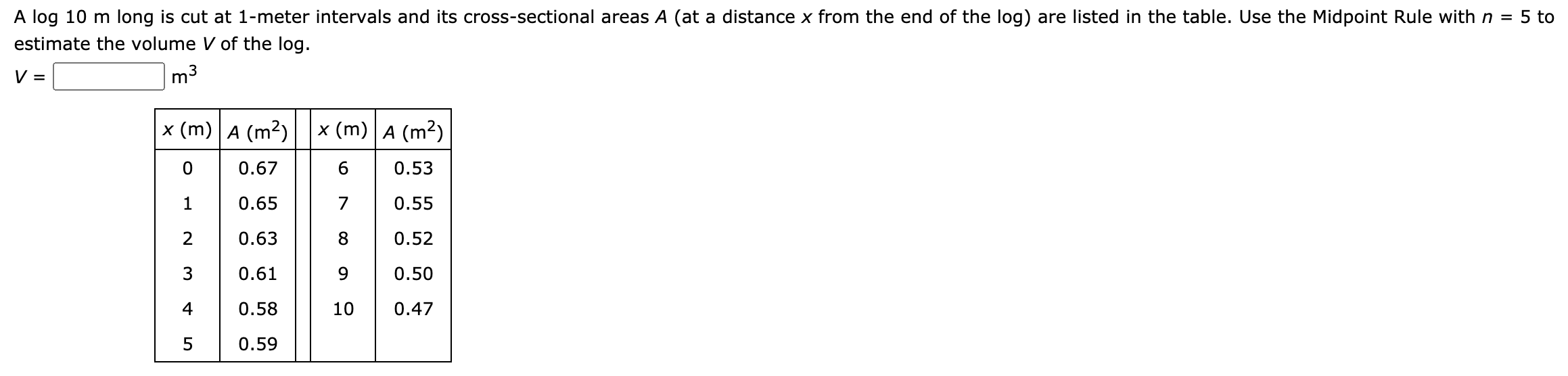Solved A log 10 m long is cut at 1-meter intervals and its | Chegg.com