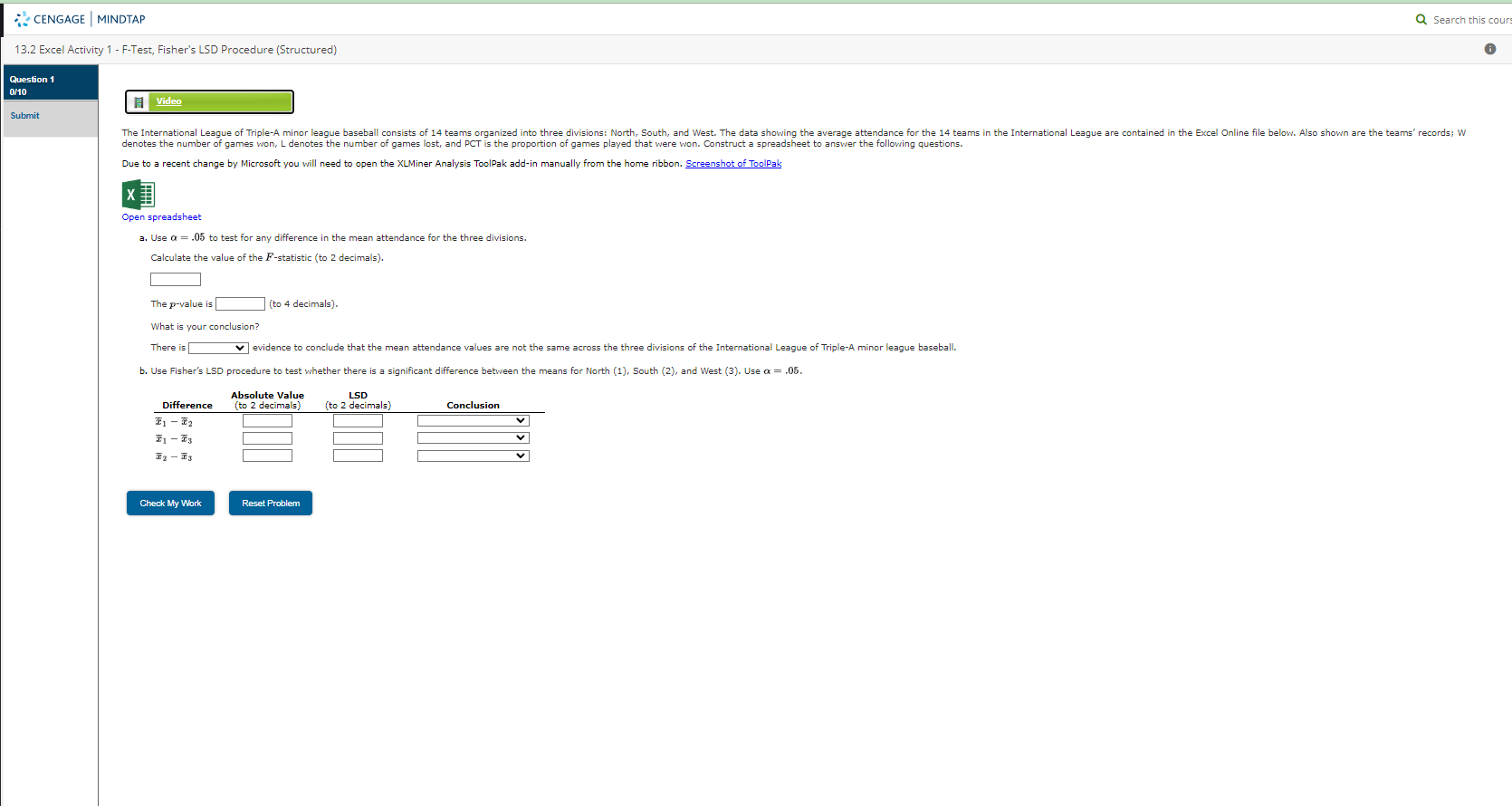 Solved ∵ CENGAGE | MINDTAP Q Search this cour 13.2 Excel | Chegg.com