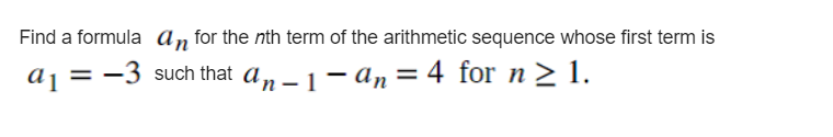 Solved Find a formula an for the nth term of the arithmetic | Chegg.com
