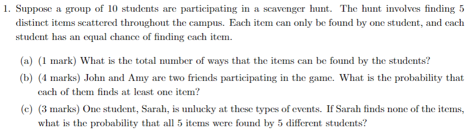 Solved Suppose a group of 10 students are participating in a | Chegg.com