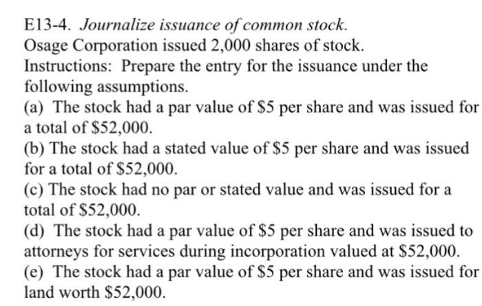 Issuance Of Common Stock