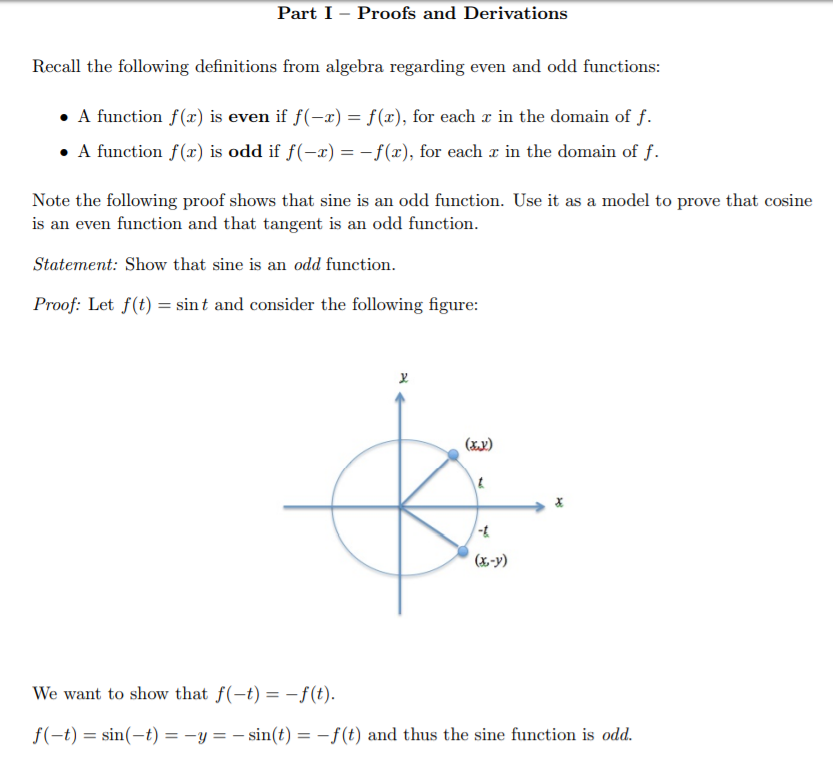 Solved Part I - Proofs and Derivations Recall the following | Chegg.com