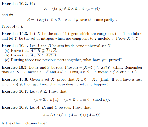 Solved Exercise 10.2. Fix A={(x,y)∈Z×Z:4∣(x−y)} and fix | Chegg.com