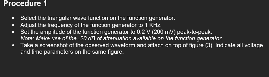 Solved Procedure 1 Select the triangular wave function on | Chegg.com