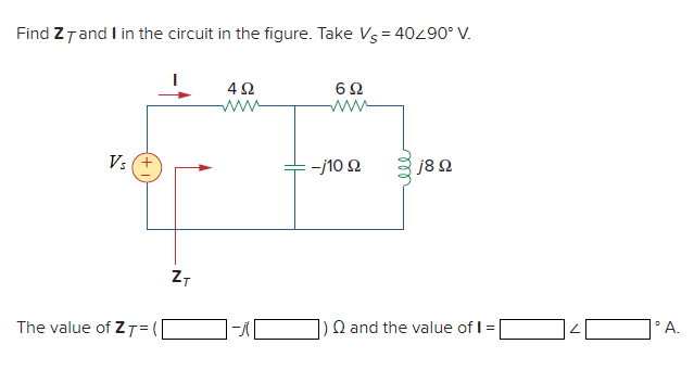 Solved Find ZT and I in the circuit in the figure. Take | Chegg.com