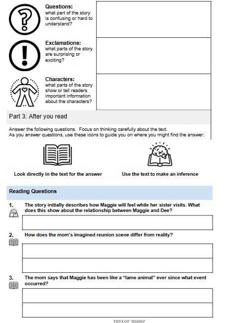 "Everyday Ustiy Alice Walker Reading Guide \& | Chegg.com