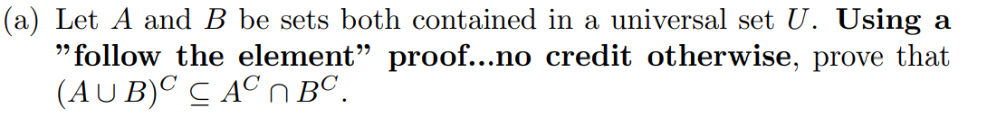 Solved A Let A And B Be Sets Both Contained In A Universal