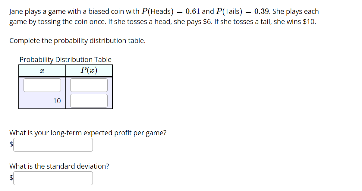 Solved Jane plays a game with a biased coin with P( Heads | Chegg.com