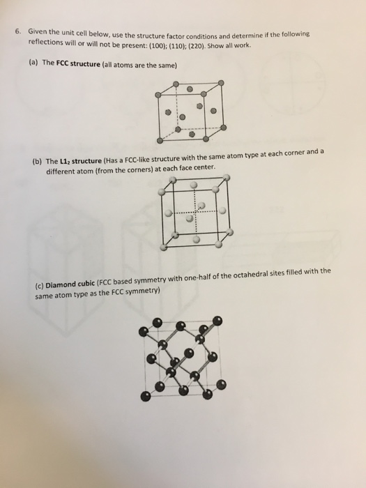 Solved 6. Given the unit cell below, use the structure | Chegg.com