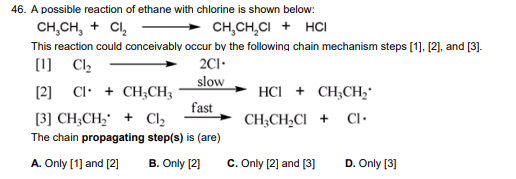 Solved 46. A possible reaction of ethane with chlorine is | Chegg.com