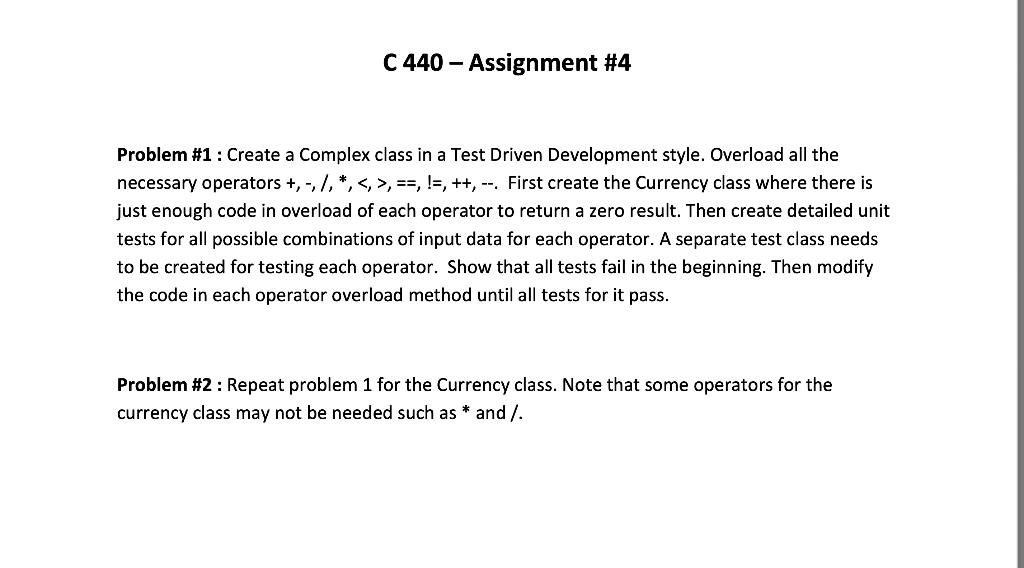 C 440 - Assignment #4 Problem #1: Create a Complex | Chegg.com