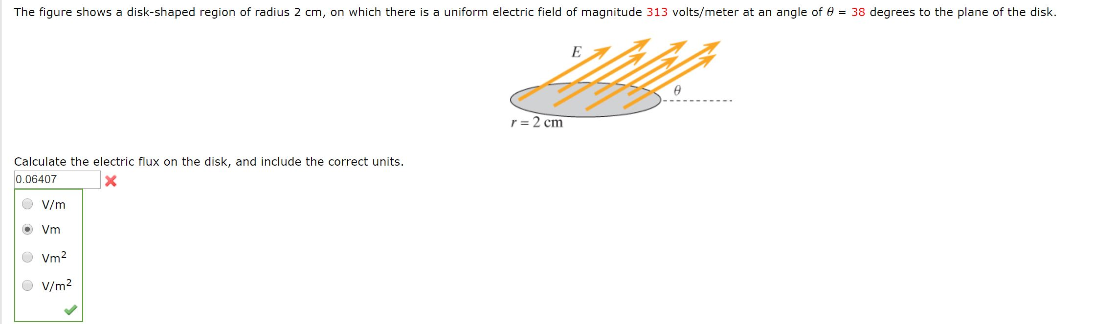 Solved The figure shows a disk-shaped region of radius 2 cm, | Chegg.com