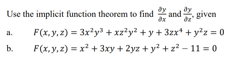 Solved ду ду Use the implicit function theorem to find and | Chegg.com