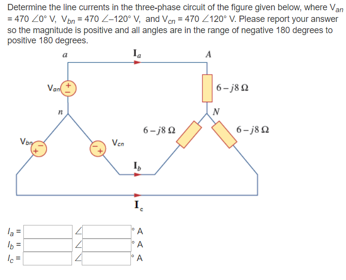 Solved Determine the line currents in the three-phase | Chegg.com