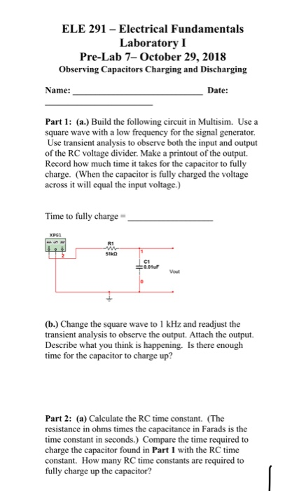 Solved ELE 291 - Electrical Fundamentals Laboratory I | Chegg.com
