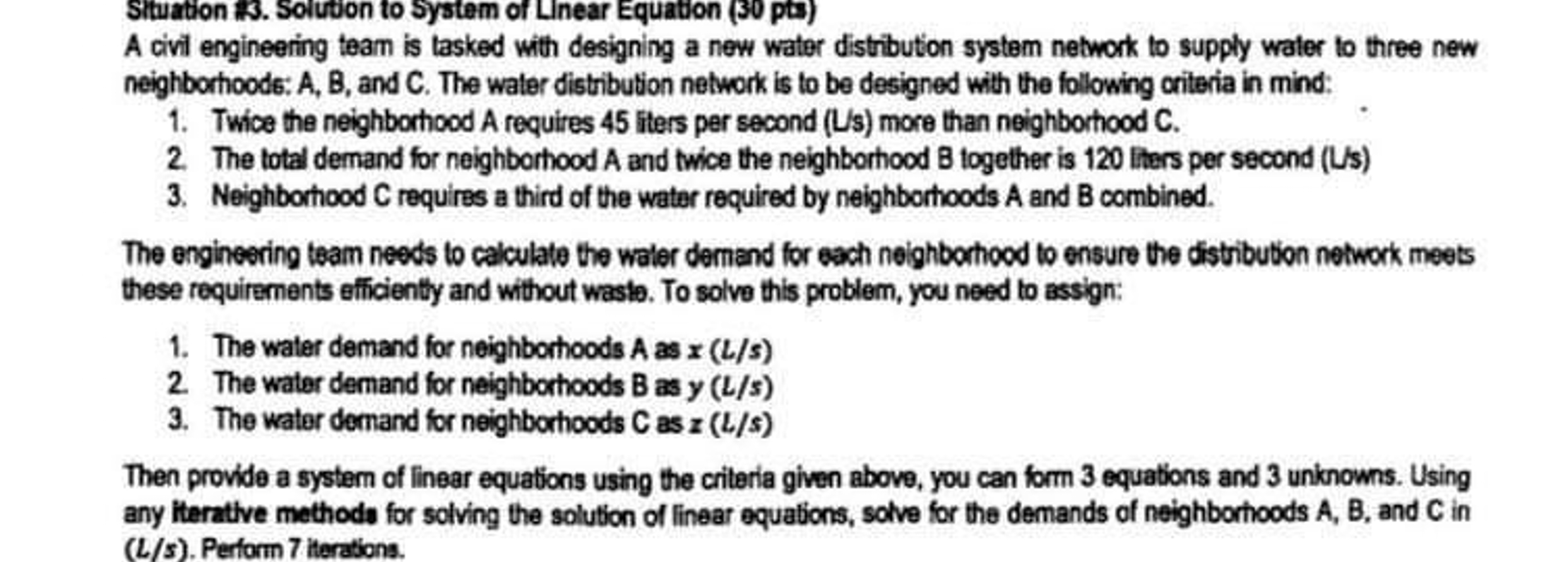 Solved Situation 3. ﻿Solution to System of Linear Equation | Chegg.com