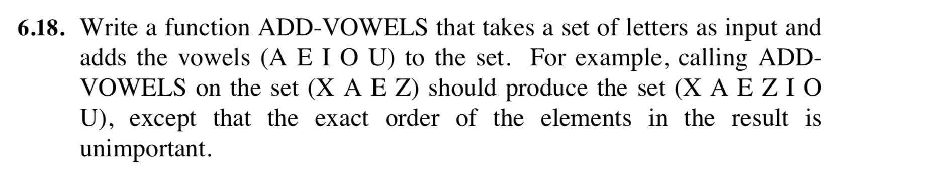 Solved 6.18. Write a function ADD-VOWELS that takes a set of | Chegg.com