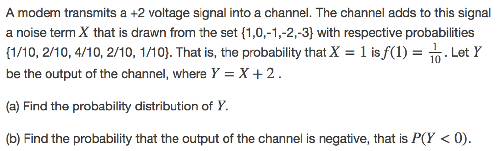 Solved A modem transmits a +2 voltage signal into a channel. | Chegg.com
