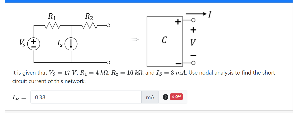 Solved It is given that VS=17V,R1=4kΩ,R2=16kΩ, and IS=3 mA. | Chegg.com