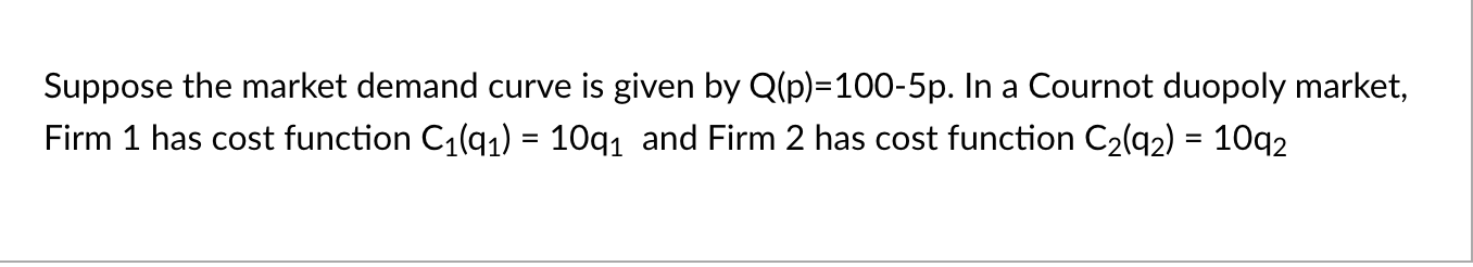 Solved Suppose the market demand curve is given by | Chegg.com