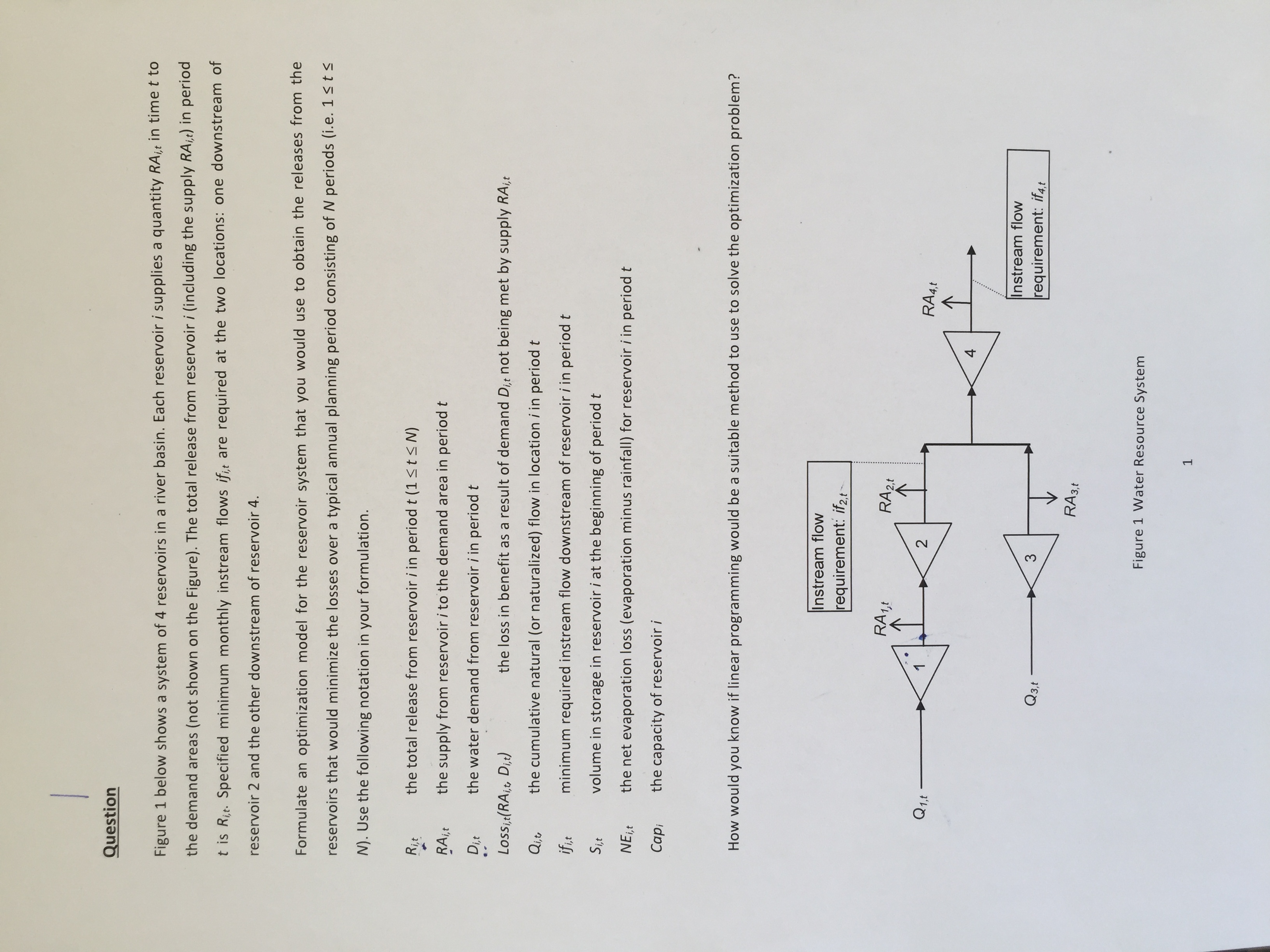 Solved Figure 1 below shows a system of 4 reservoirs in a | Chegg.com