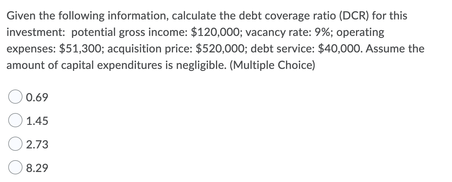 Solved Given the following information, calculate the debt | Chegg.com