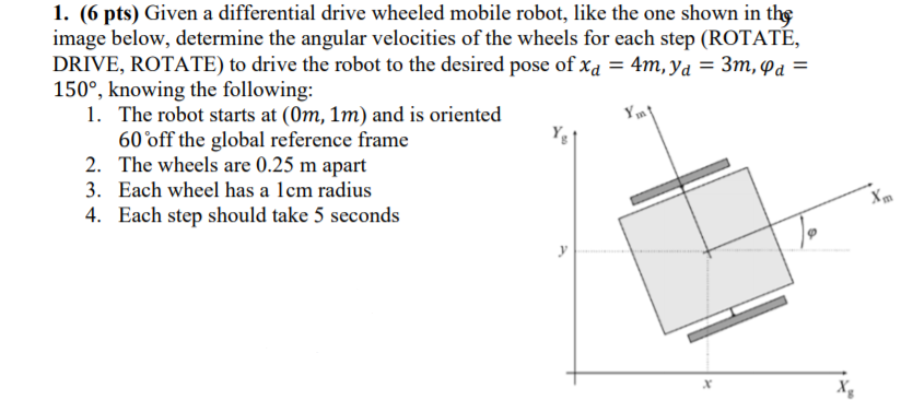 1 6 Pts Given A Differential Drive Wheeled Mobile