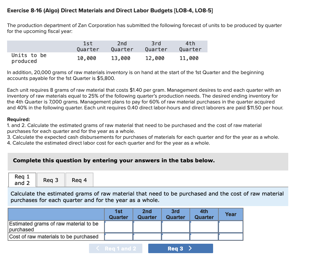 Solved Exercise 8-16 (Algo) Direct Materials and Direct | Chegg.com