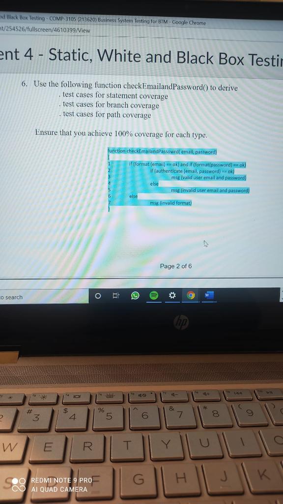 Solved and Black Box Testing -COMP-310 (213620) Business | Chegg.com