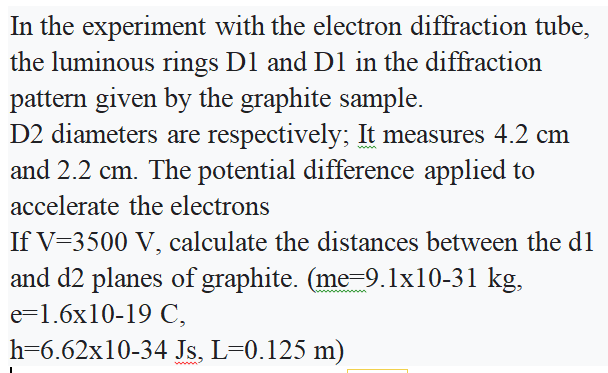 Solved In the experiment with the electron diffraction tube, | Chegg.com